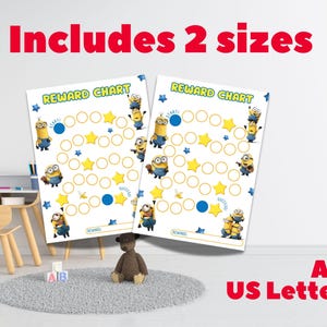 Minions Reward Chart for Kids,behavior Chart,instant Download Sticker ...