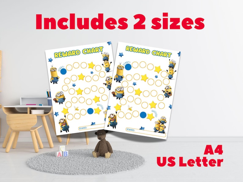 Minions Reward Chart for Kids,behavior Chart,instant Download Sticker ...