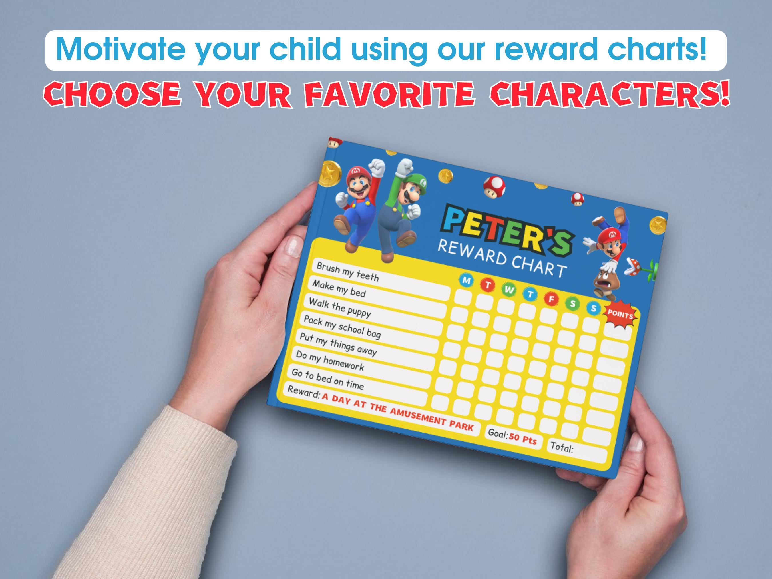 EDITABLE Reward Chart Super Mario,behavior Reward Chart for Kids,mario ...