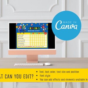 EDITABLE Reward Chart Super Mario,behavior Reward Chart for Kids,mario ...