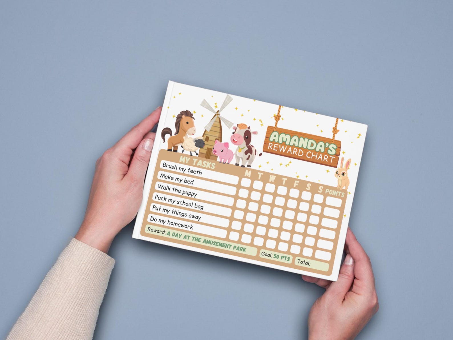 EDITABLE Autumn Farm Reward Chart for Kids,farm Animals Routine Chart ...