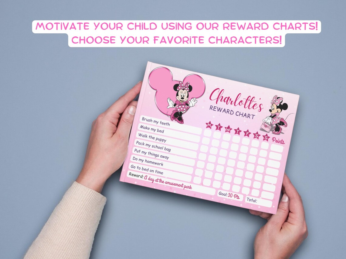 EDITABLE Reward Chart Minnie Mouse,behavior Reward Chart for Girls ...