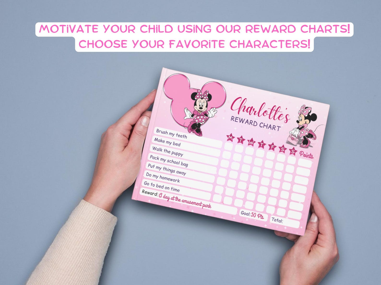EDITABLE Reward Chart Minnie Mouse,behavior Reward Chart for Girls ...