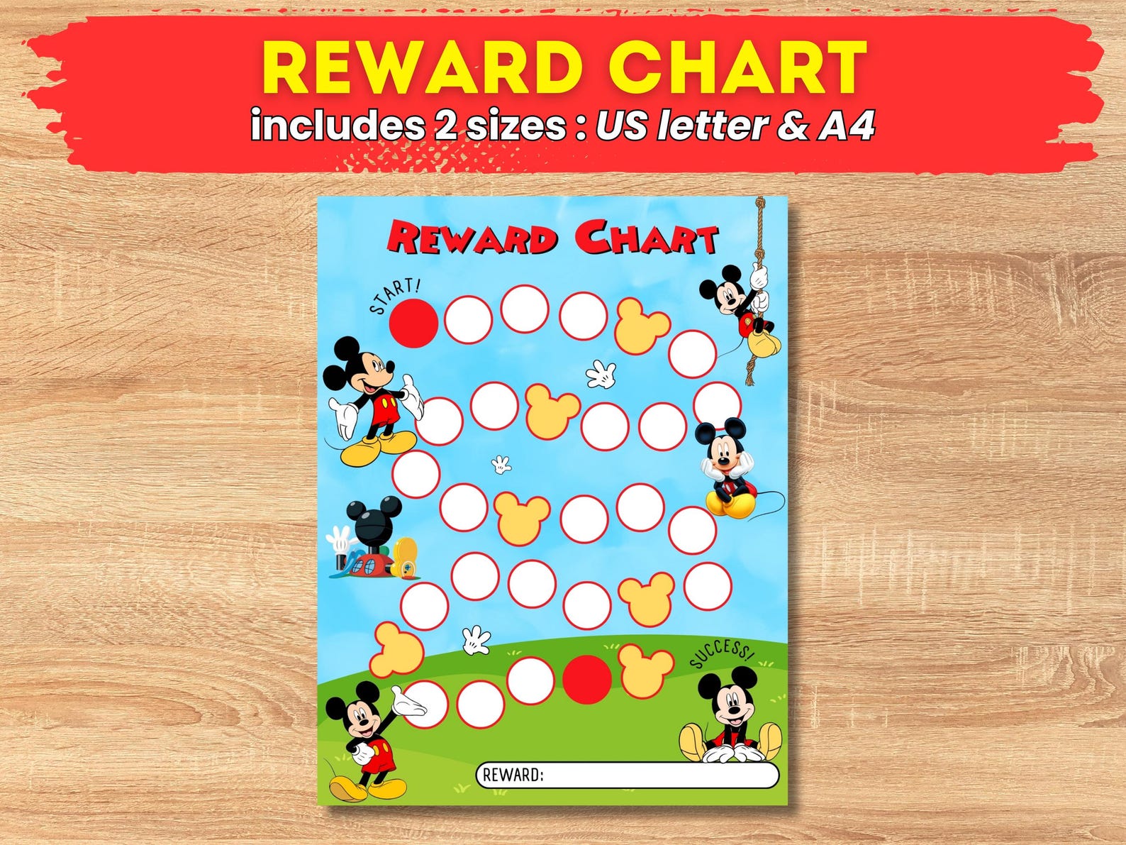 Mickey Mouse Reward Chart,sticker Chart,kids Potty Training,behavior ...