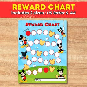 Mickey Mouse Reward Chart,sticker Chart,kids Potty Training,behavior ...