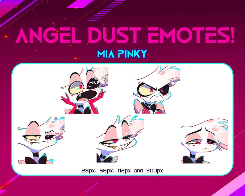 Hazbin Hotel Angel Dust Emotes for Twitch, Youtube and Discord - Etsy