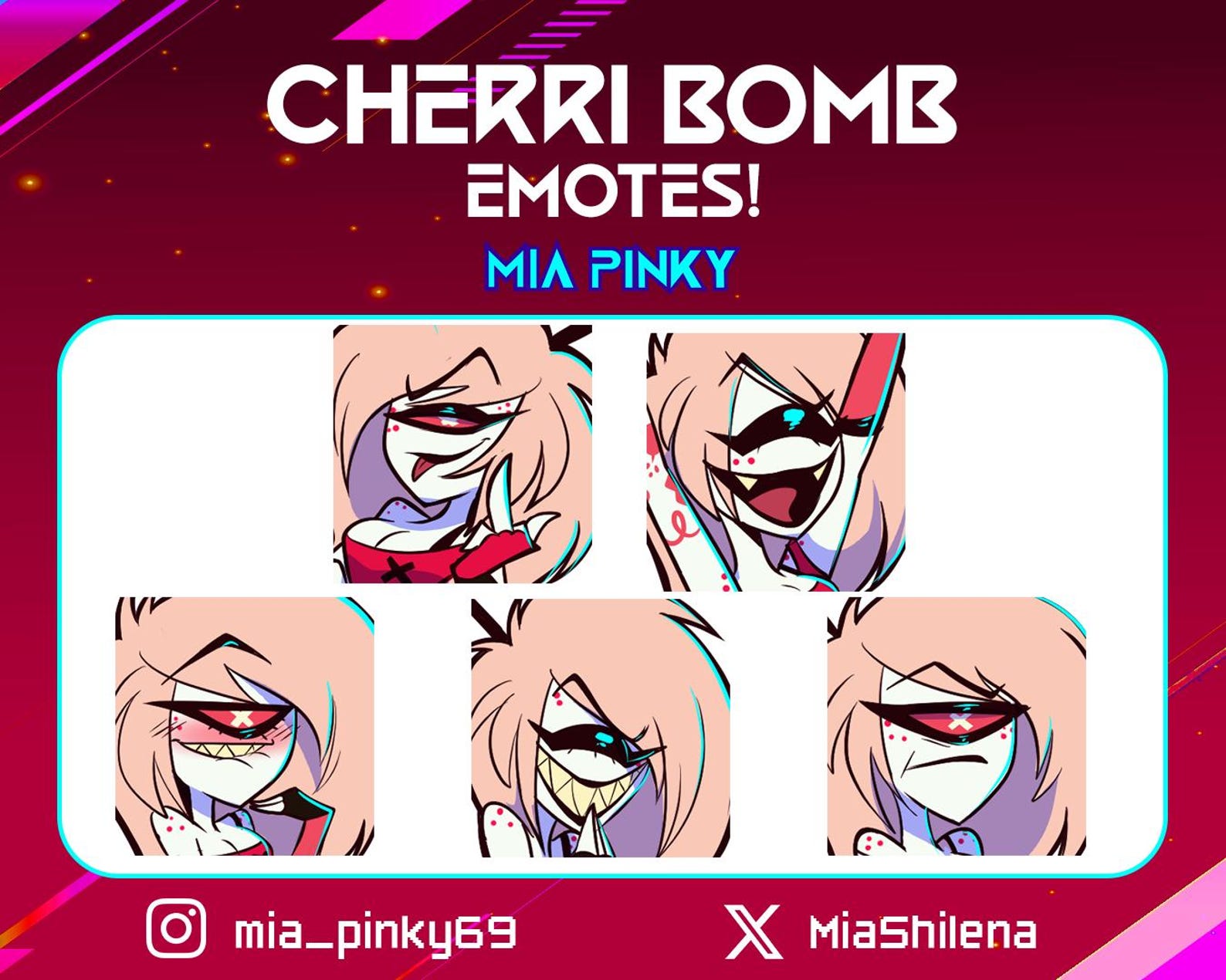 Hazbin Hotel Cherri Bomb Emotes for Twitch, Youtube, and Discord - Etsy