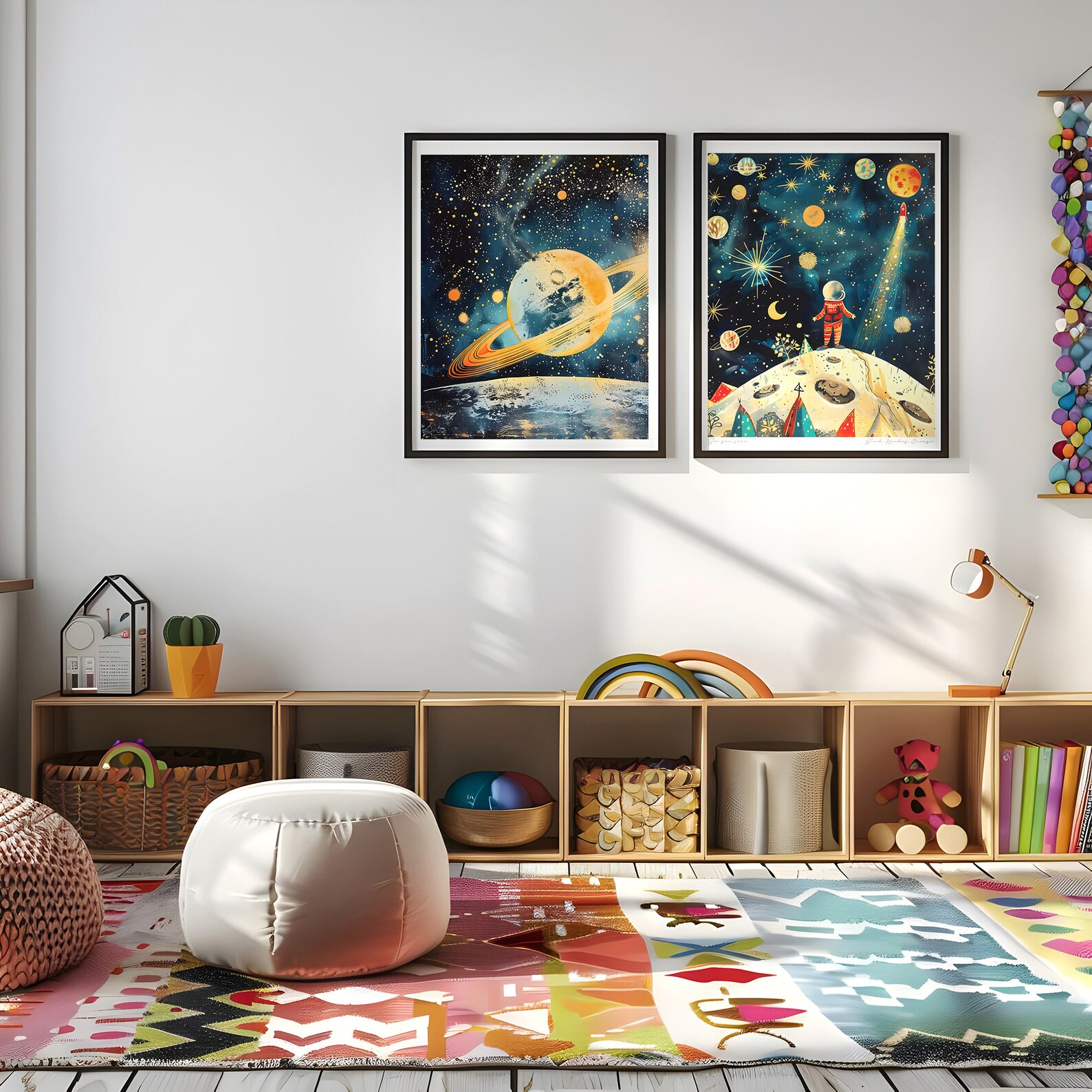 Outer Space Poster Planet Stars Rocketship for Space Enthusiast Kid ...