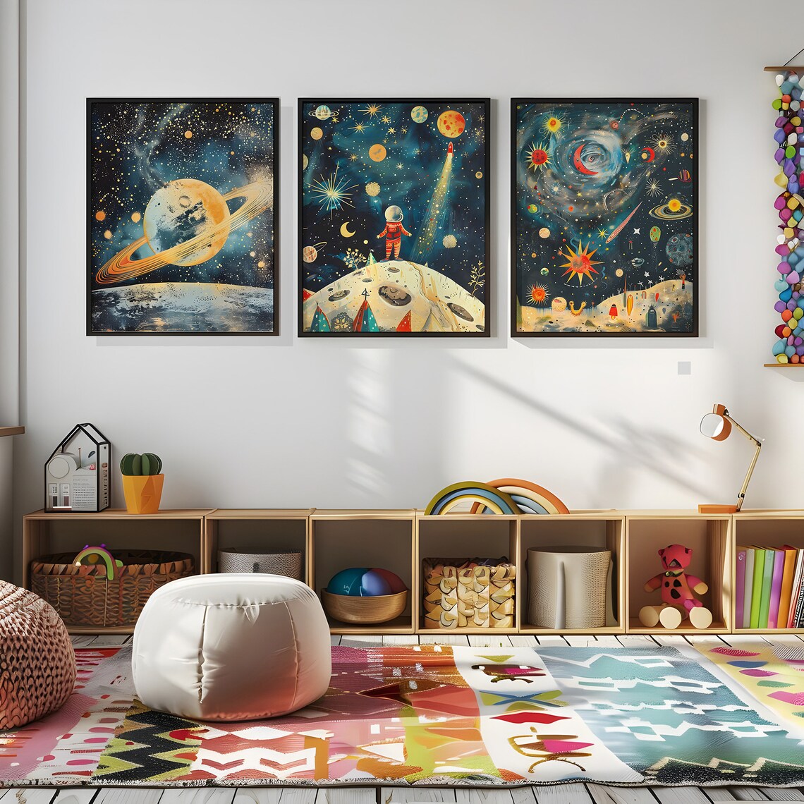 Outer Space Poster of Planet and Stars for Space Enthusiast, Playroom ...