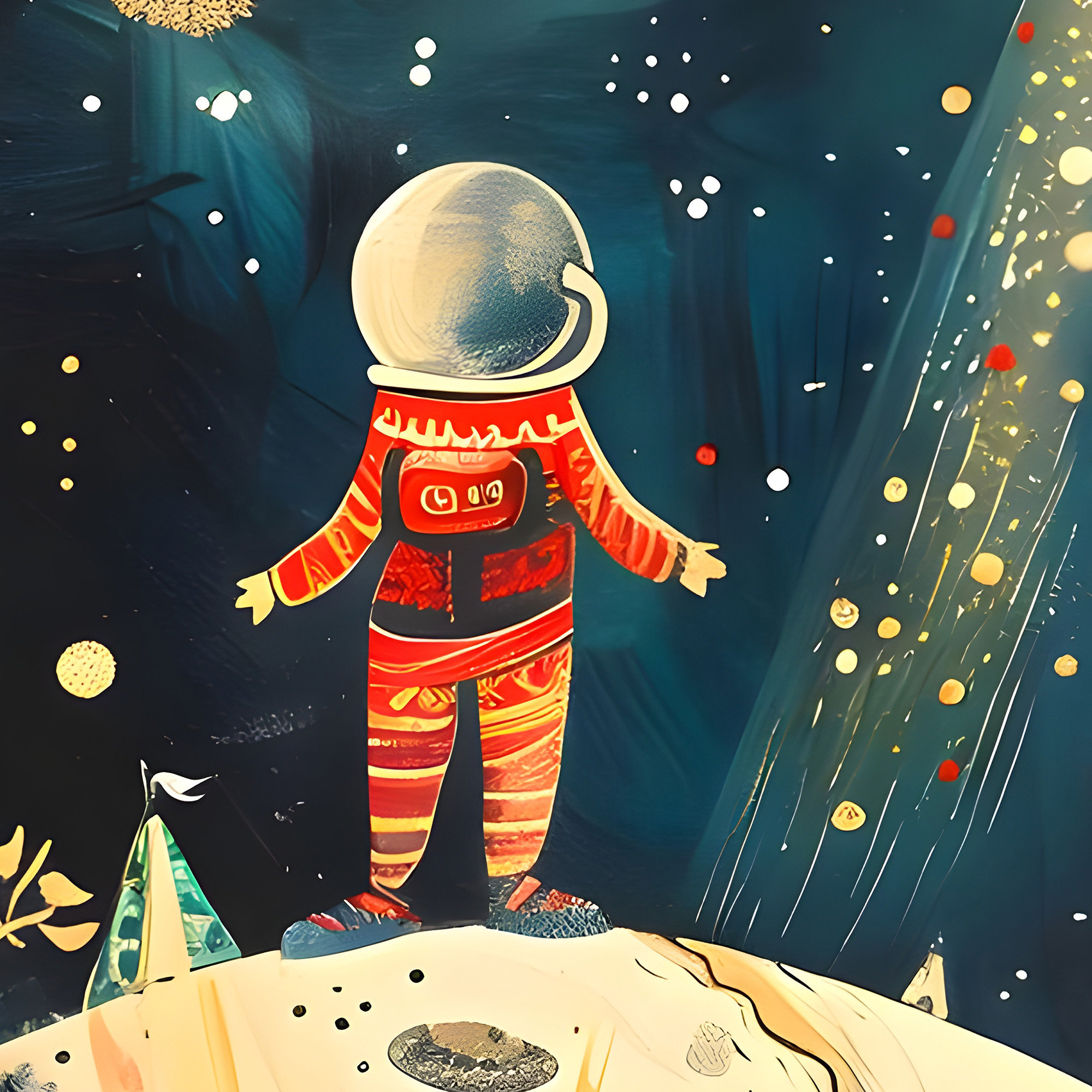 Outer Space Poster Planet Stars Rocketship for Space Enthusiast Kid ...