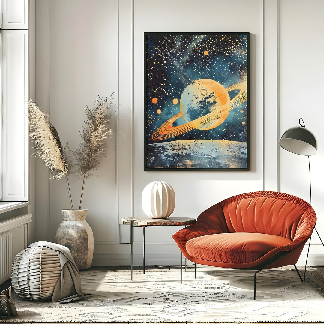 Outer Space Poster of Planet and Stars for Space Enthusiast, Playroom ...