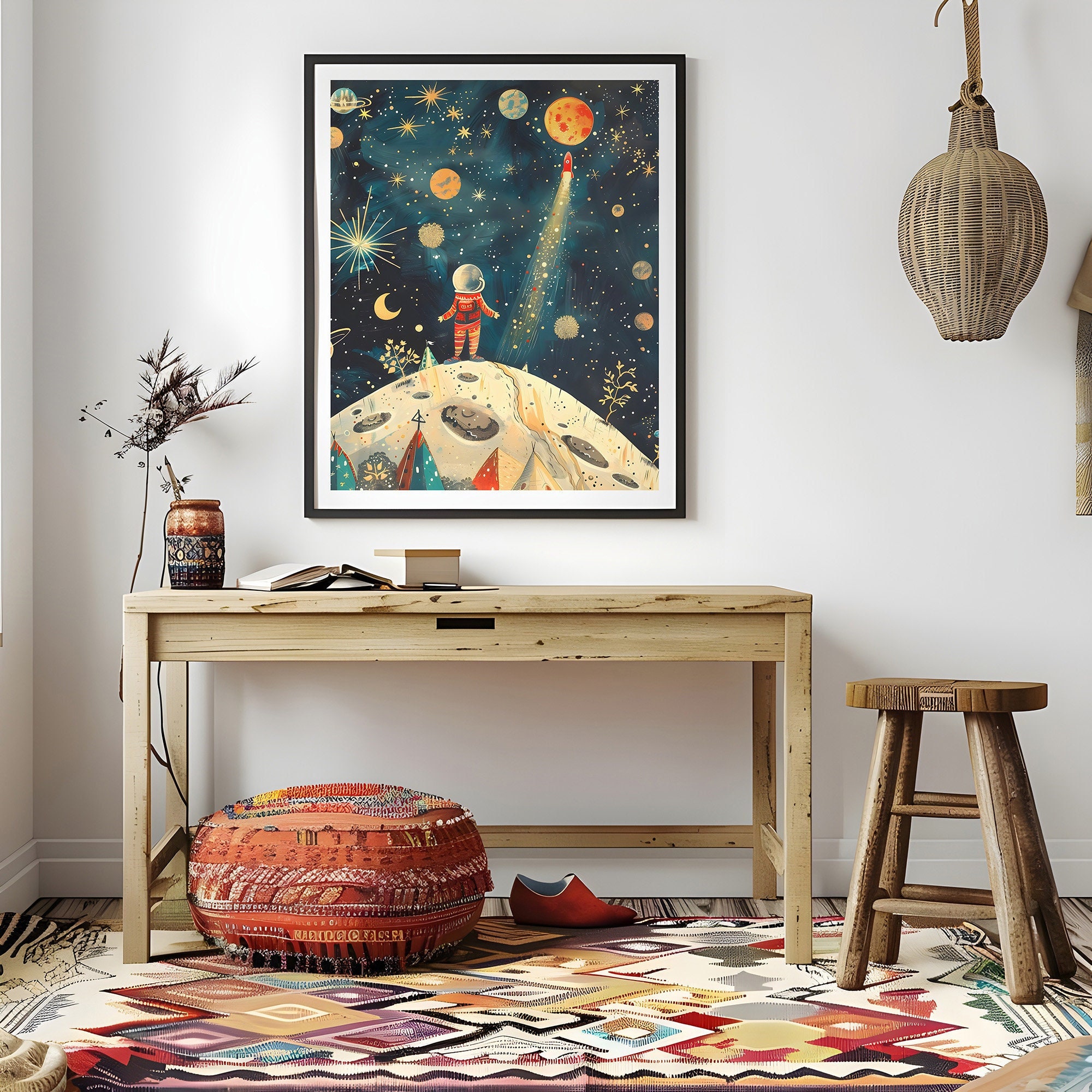 Outer Space Poster Planet Stars Rocketship for Space Enthusiast Kid ...