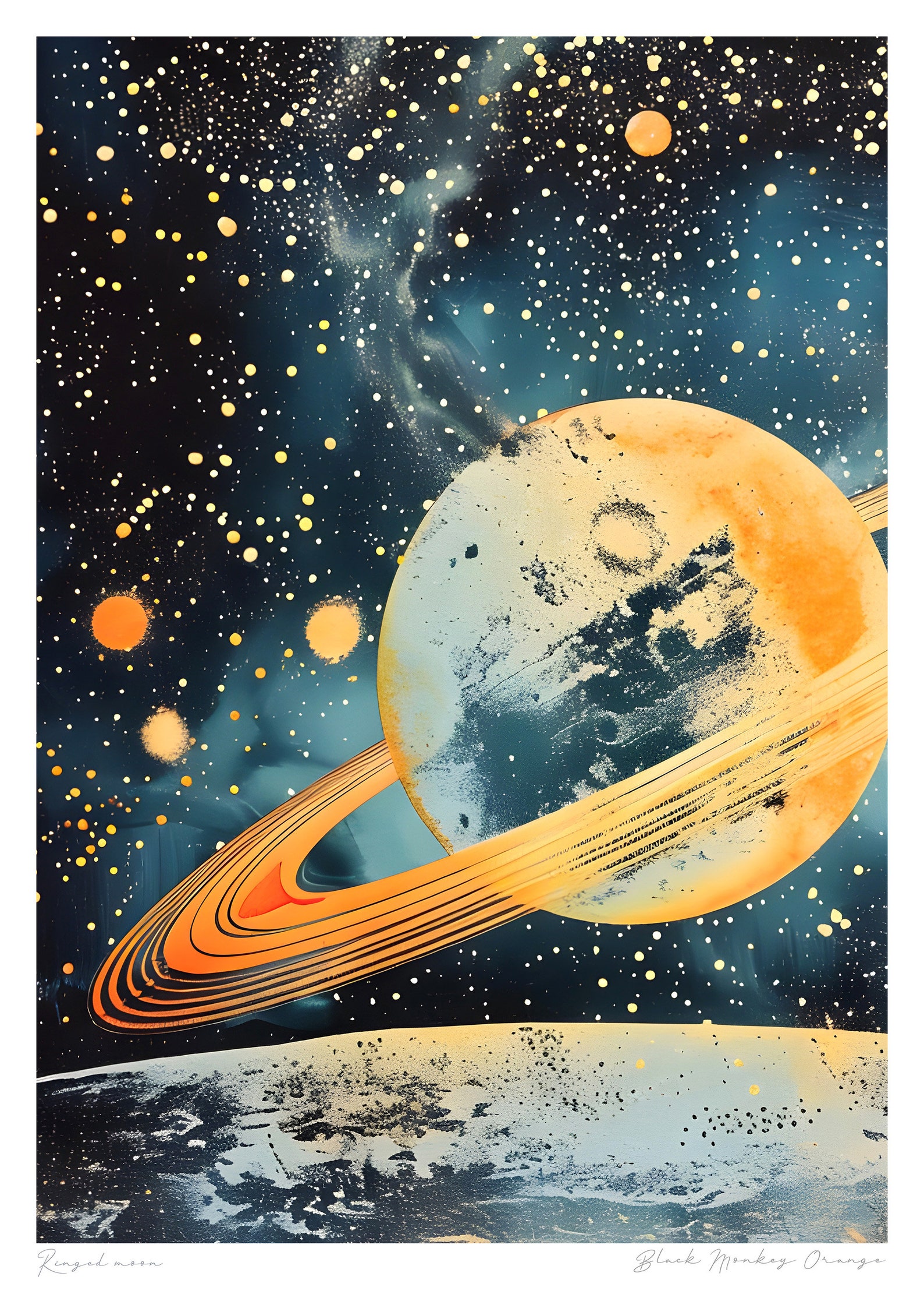 Outer Space Poster of Planet and Stars for Space Enthusiast, Playroom ...