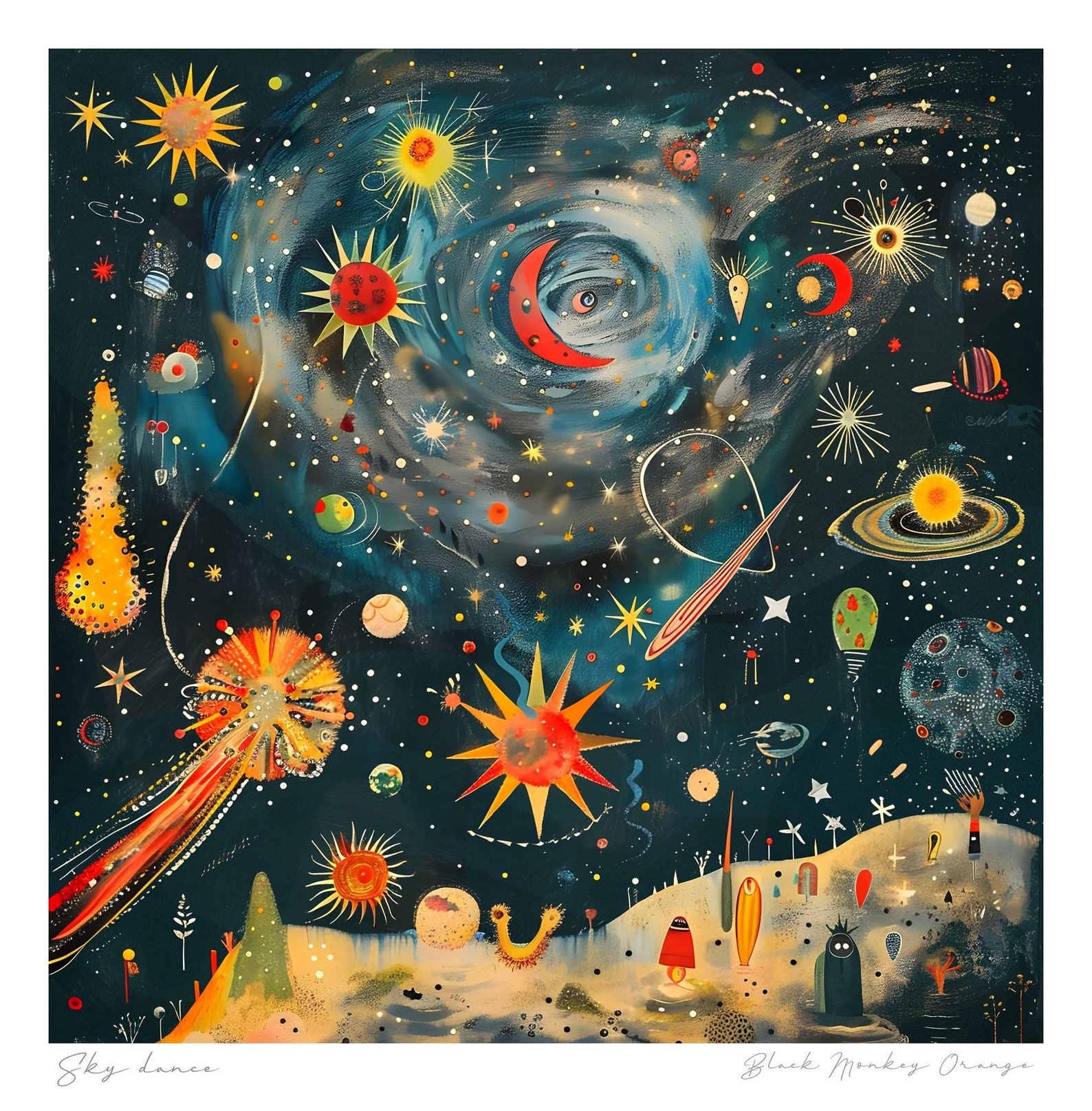 Outer Space Poster of Planet and Stars for Space Enthusiast, Playroom ...