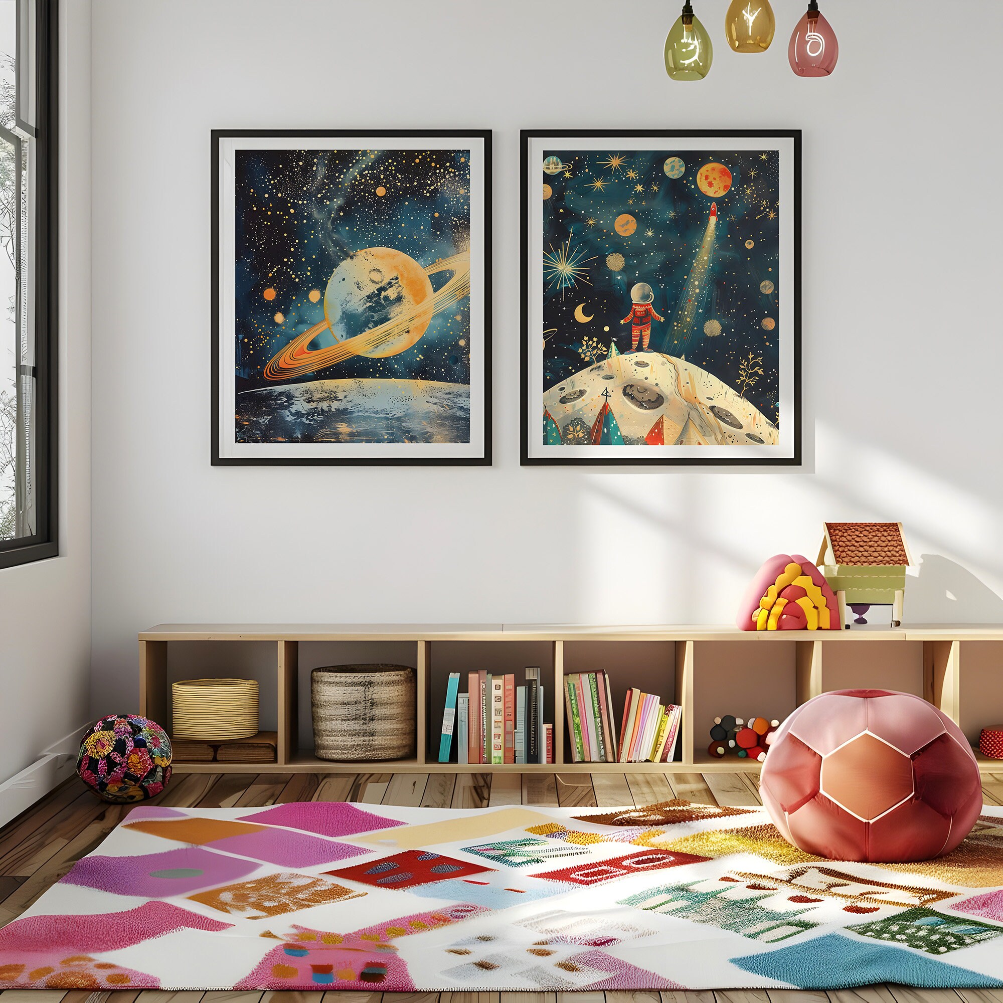 Outer Space Poster of Planet and Stars for Space Enthusiast, Playroom ...