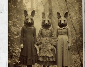 Rabbit Cult of the Forest, Vintage Photography, Art Poster Print, Dark ...