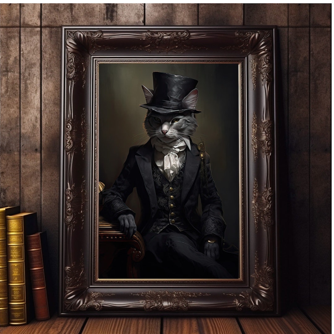 Victorian Cat Art Vintage Poster - Etsy