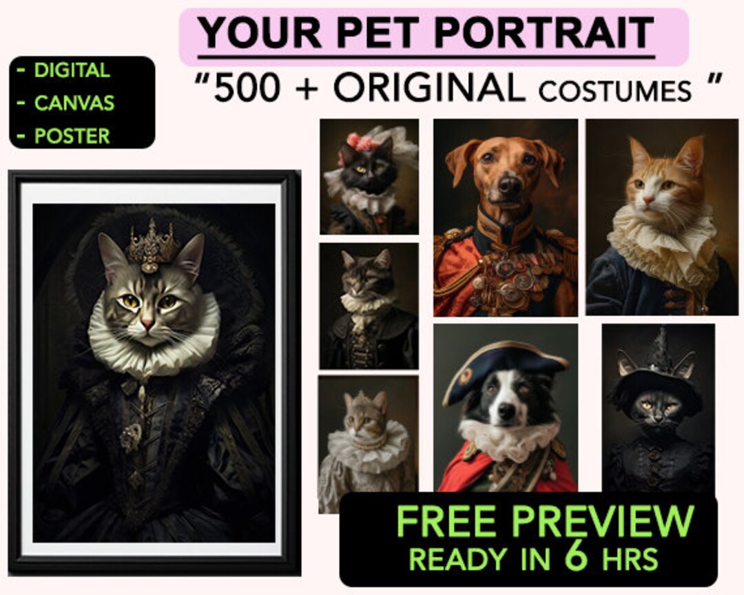 Personalized Pet Portraits From Photo Dogs and Cats Portrait Custom Cat ...