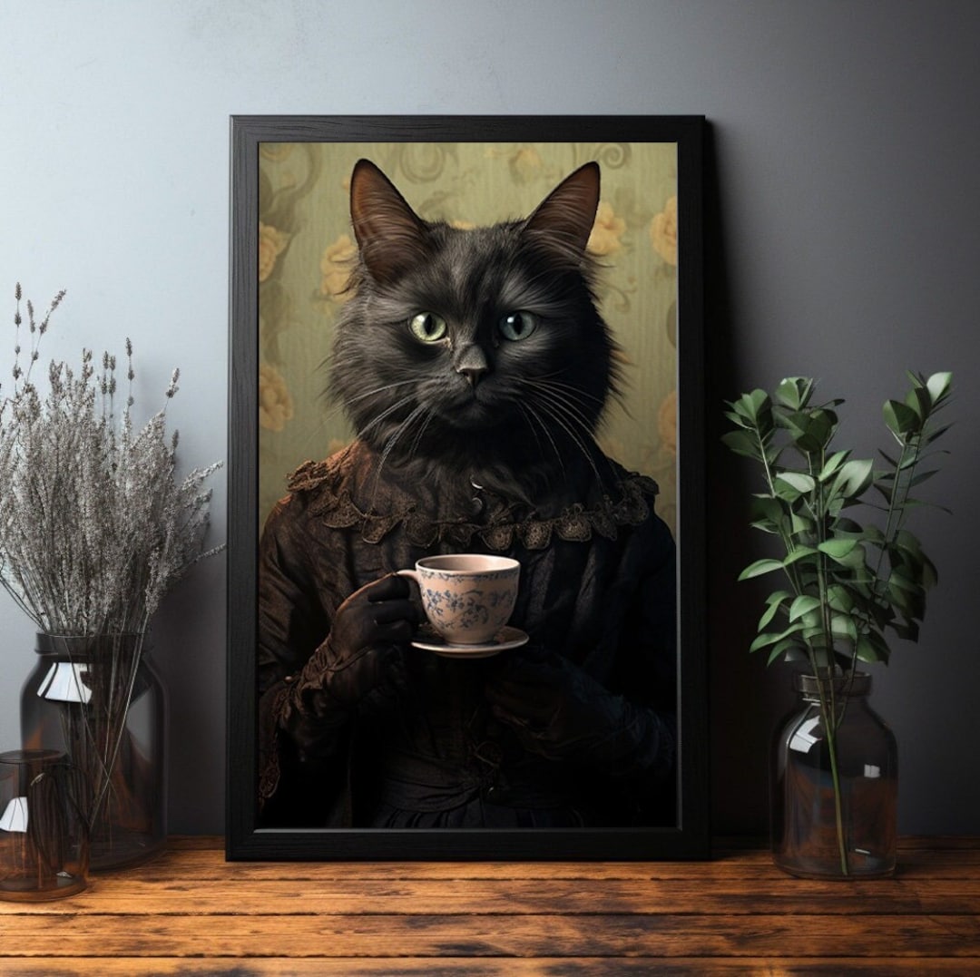 Personalized Pet in Suit Custom Cat Portrait, Custom Art Poster Print ...