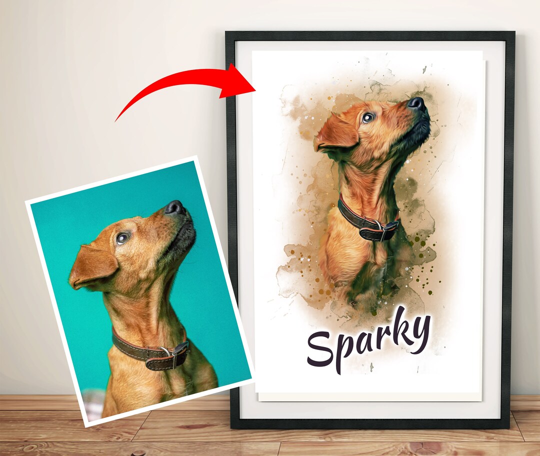 Watercolor Pet Portraits Using Pet Photo Personalized Digital Dog Portraits Cat Portraits Custom ...