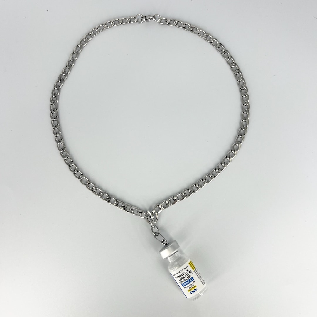 Testosterone Vial Stainless Steel Chain Necklace / Trans Nonbinary ...