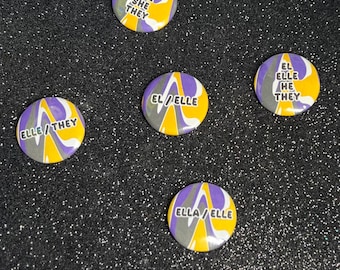Bilingual Non-binary Pronoun Pins English/spanish Pronouns Pin - Etsy
