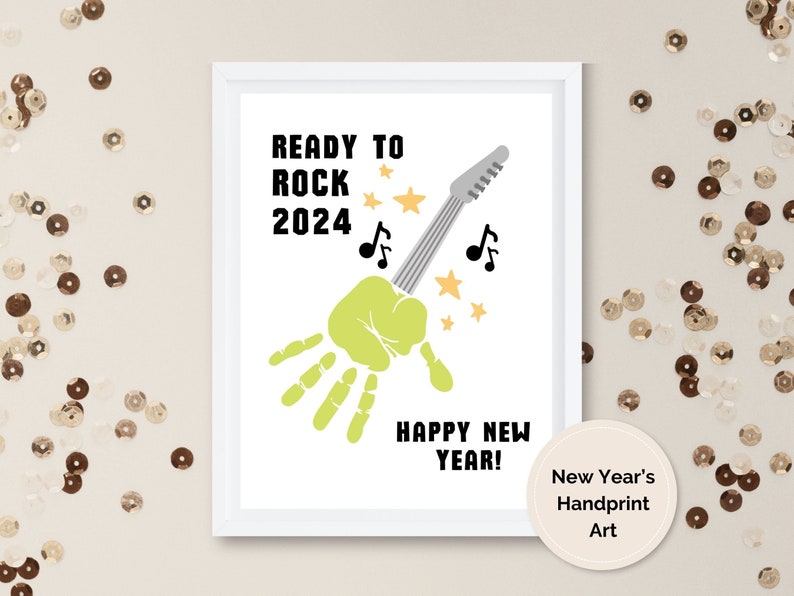 New Years Handprint Art, Ready to Rock 2024, Paint Craft for Baby ...