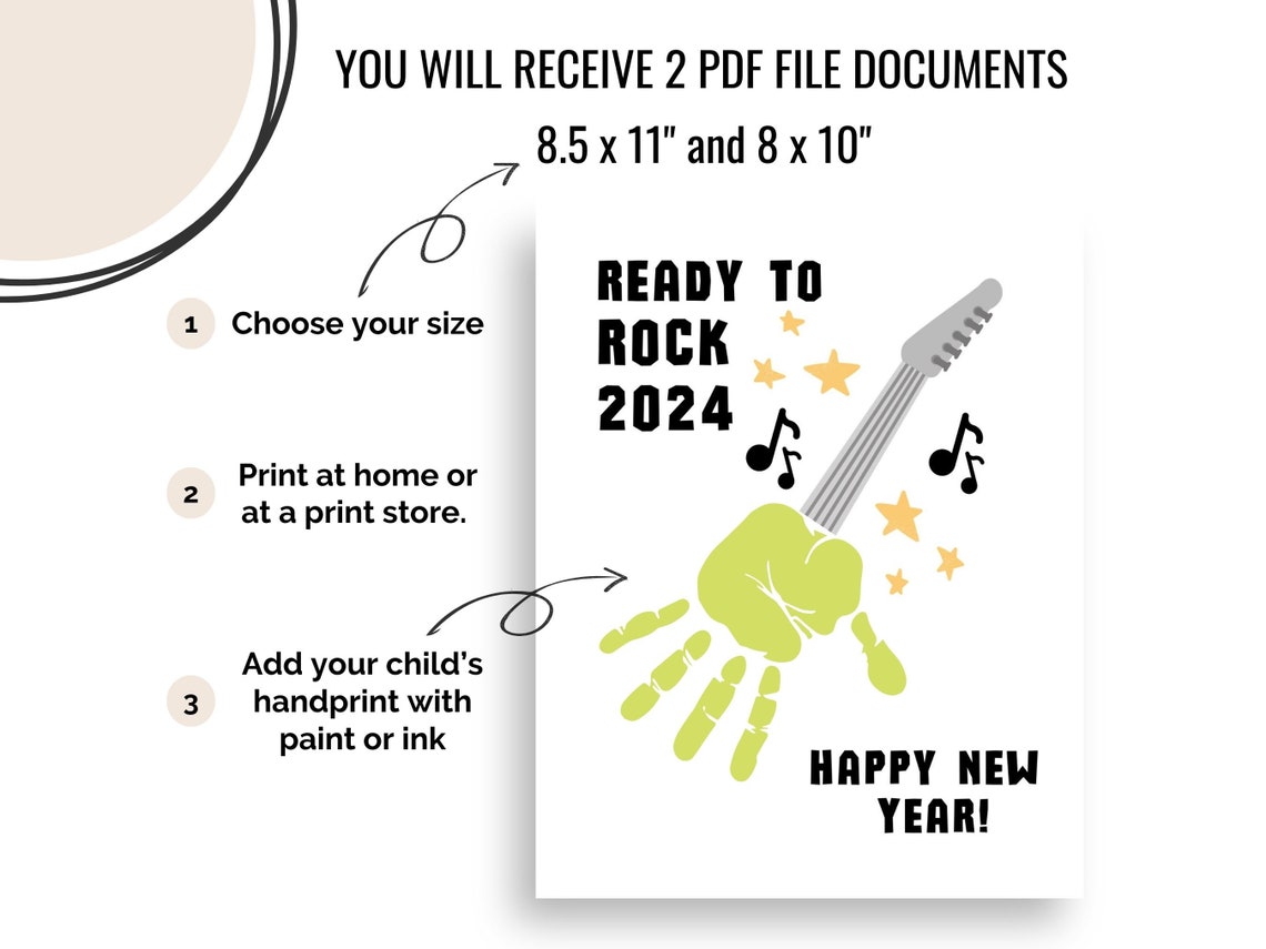 New Years Handprint Art, Ready to Rock 2024, Paint Craft for Baby ...
