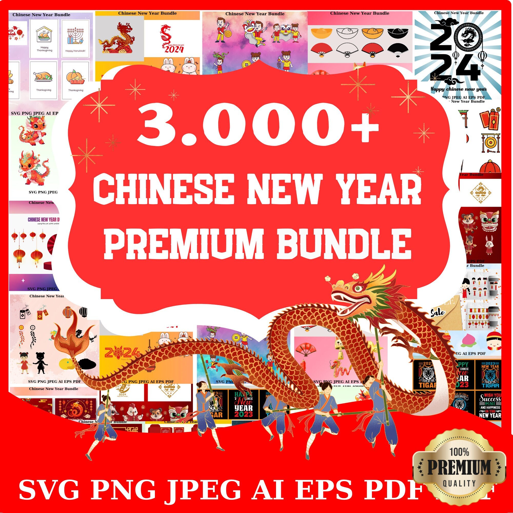 Chinese New Year Svg Bundle, Chinese Lunar T-shirt Designs, Chinese New ...