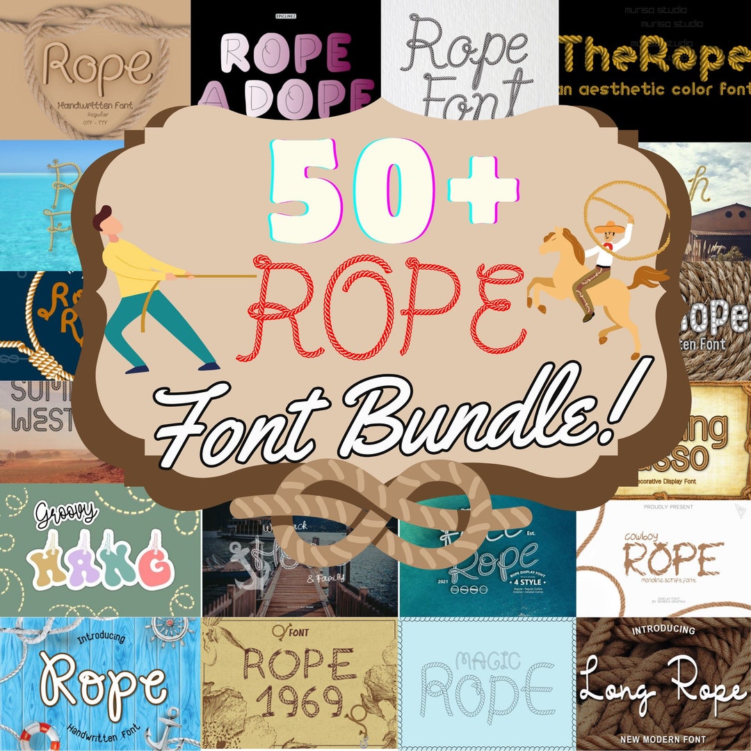 50+ Rope Font, Rope SVG Font, Script Embroidery Font, Font Bundle SVG ...