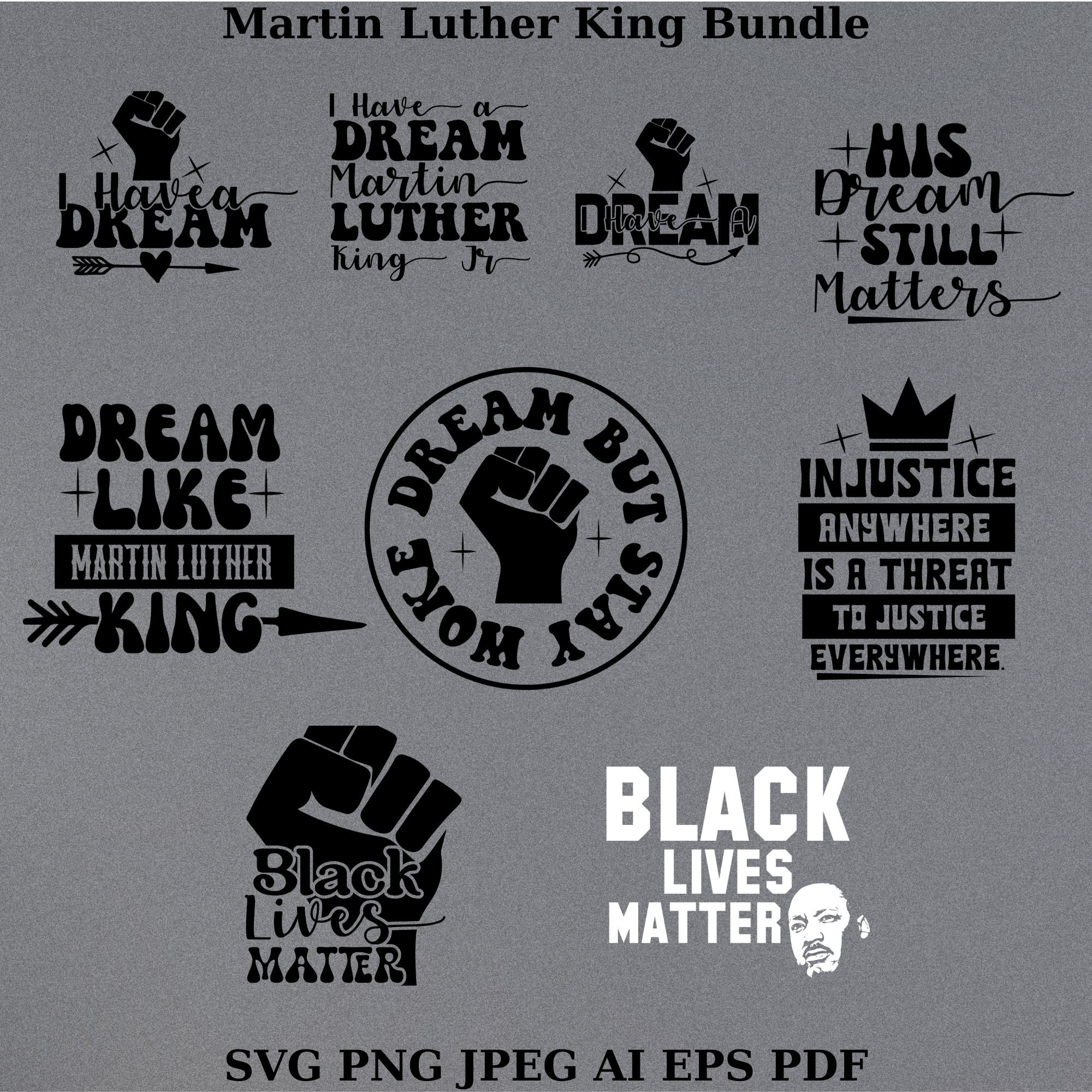 Martin Luther Svg Bundle, Martin Luther T-shirt Designs,martin Luther ...