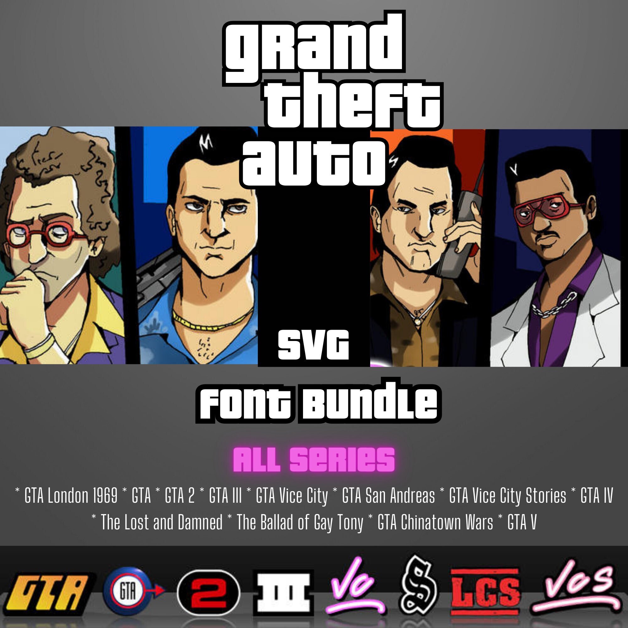 Gta Font Bundle, Gta Font , Auto Theft Svg Font, Theft Grand SVG, Font ...