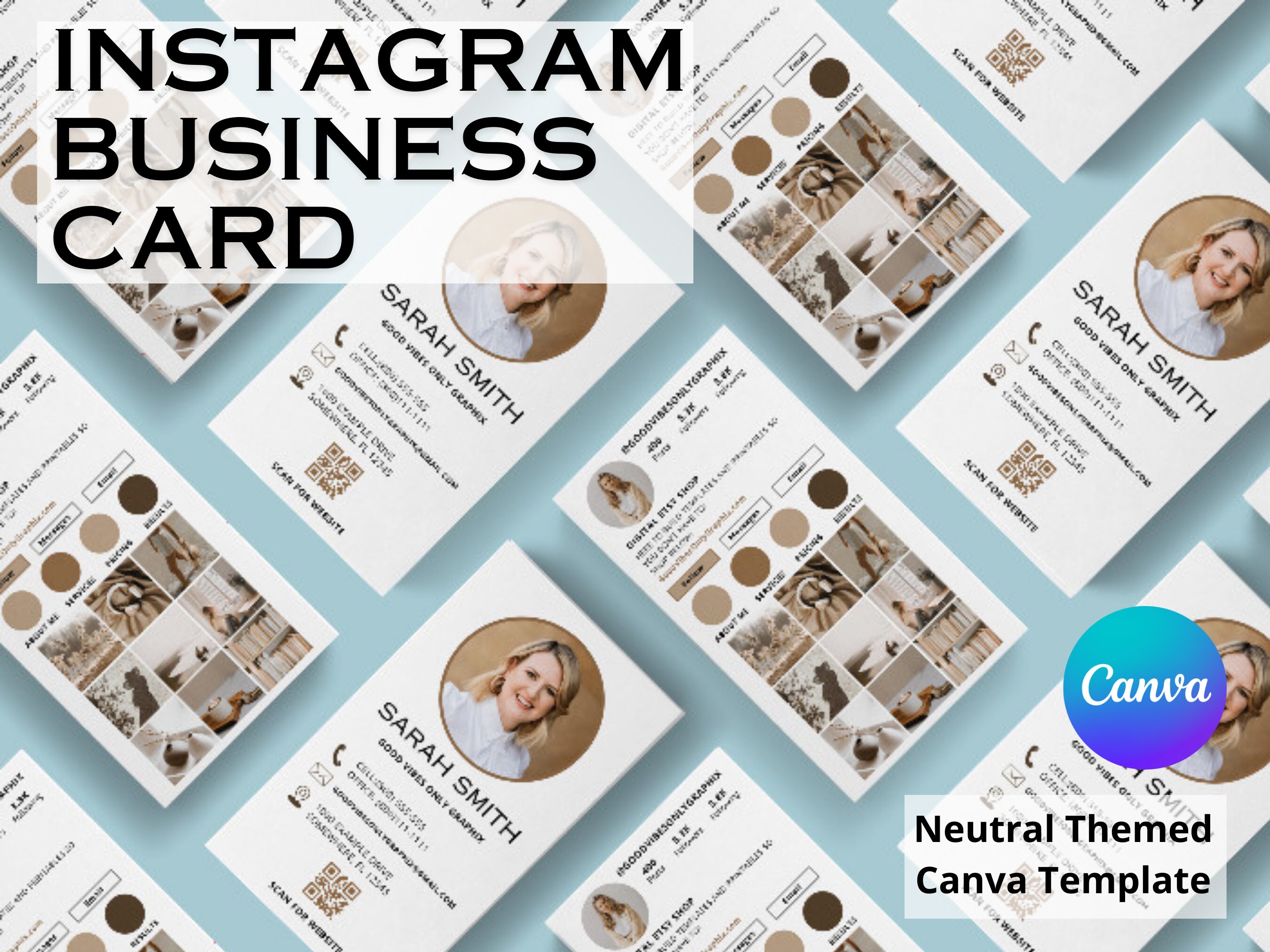 New! - Instagram Themes Customizable Business Card - Neutral - Etsy