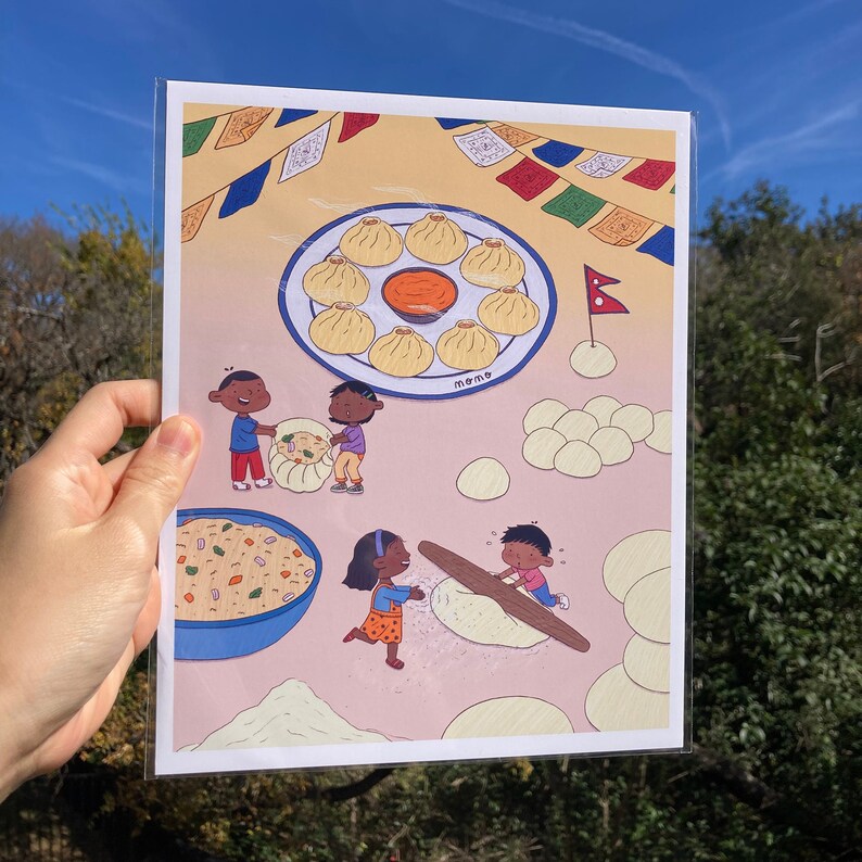 Momo Art Print, Nepali Dumpling, Nepal, Cute Food, Kathmandu, Food ...