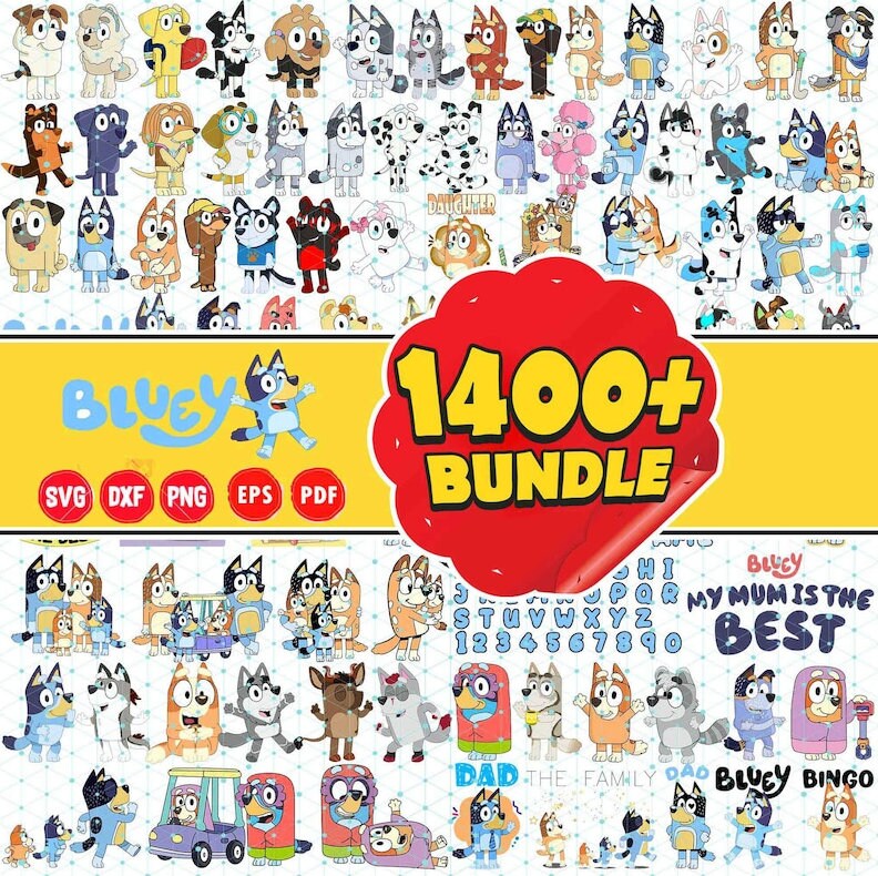 1400 Mega Bluey Bundle, Bluey Cut Files for Cricut, Bluey Clipart ...