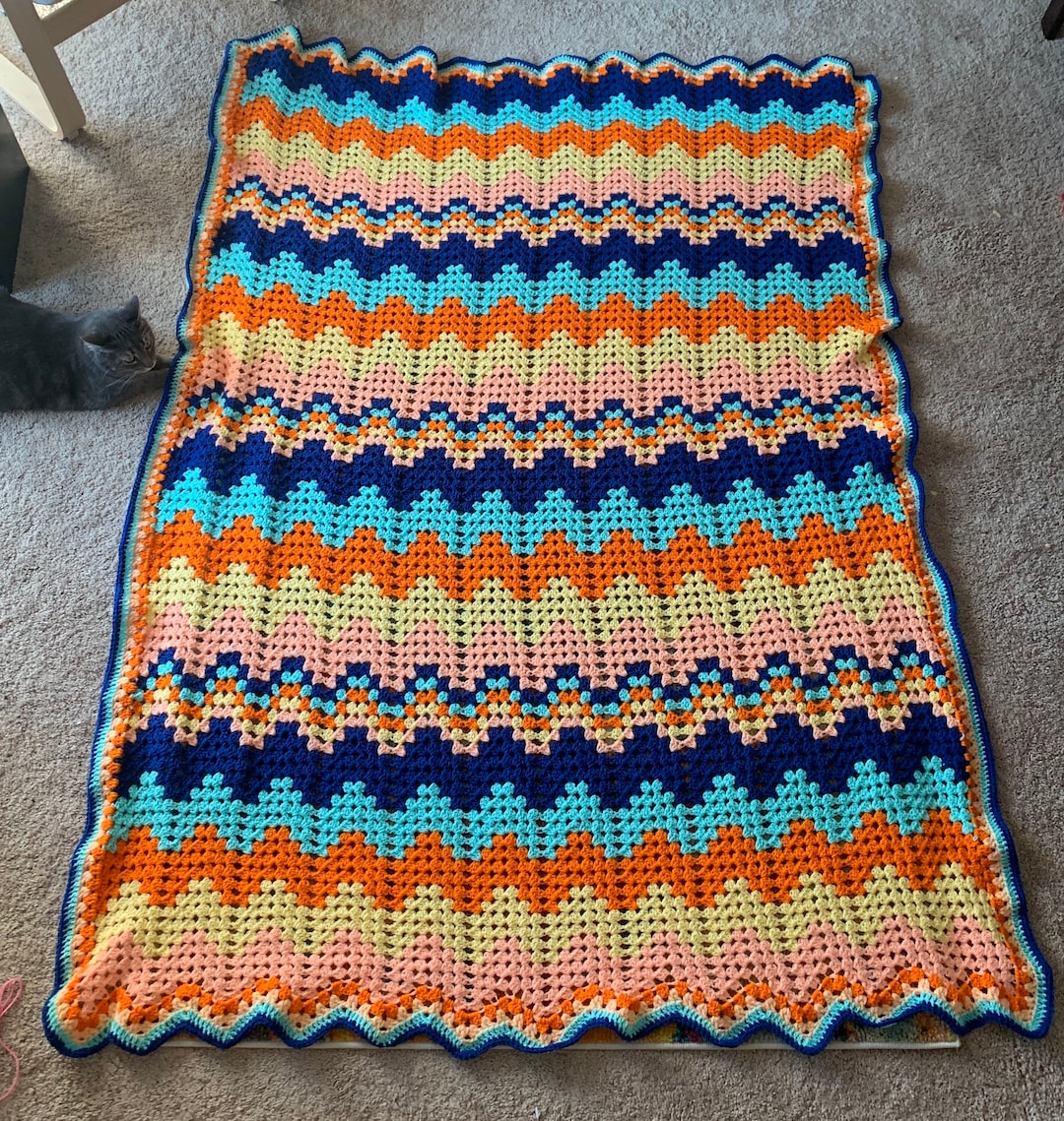 Crochet Aztec Granny Stripe Blanket - Etsy