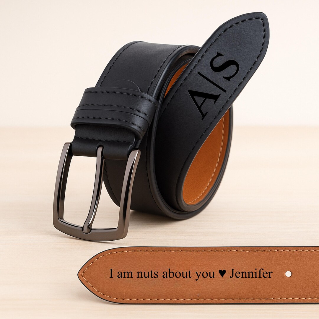 Personalized Leather Belt for Men, Custom Engraved Belt, Hidden Message ...