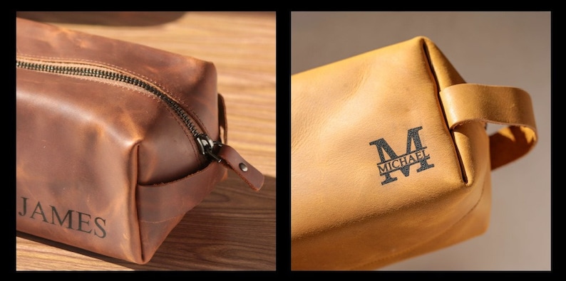 Personalized Leather Dopp Kit for Men, Gift for 3th Year Anniversary ...