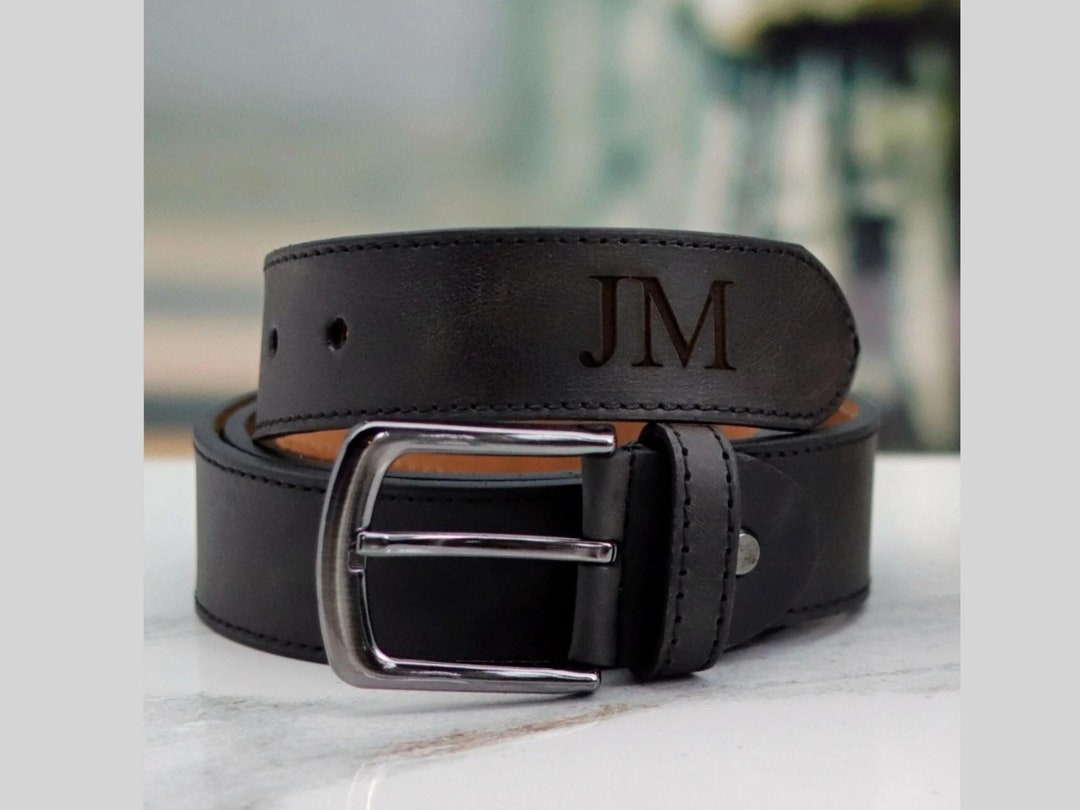 Personalized Black Leather Belt: Engraved Top Grain Leather - Etsy