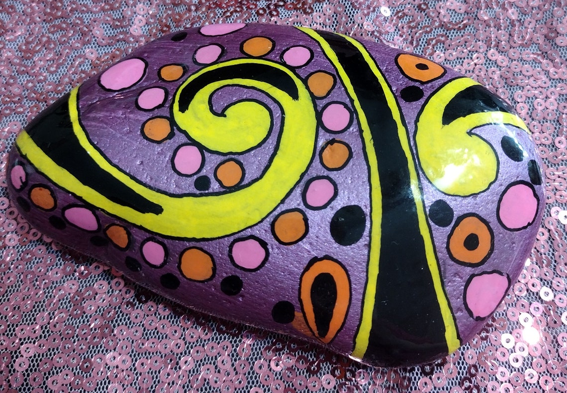 Abstract Painted Rock - Etsy