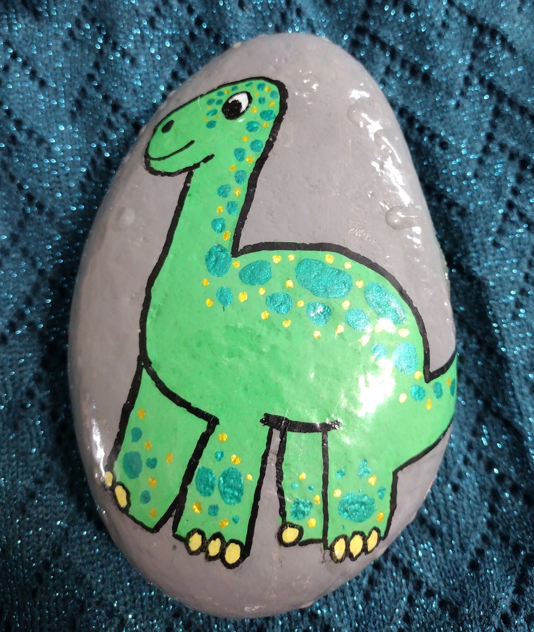 Dinosaur Painted Rock - Etsy