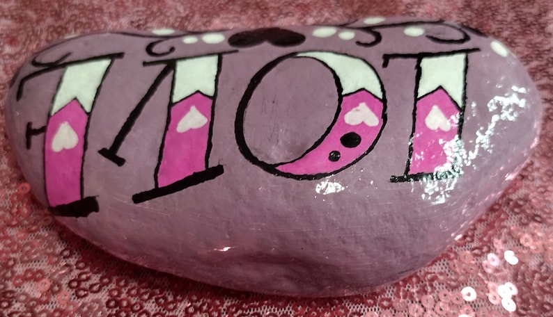 Love on Purple Painted Rock - Etsy