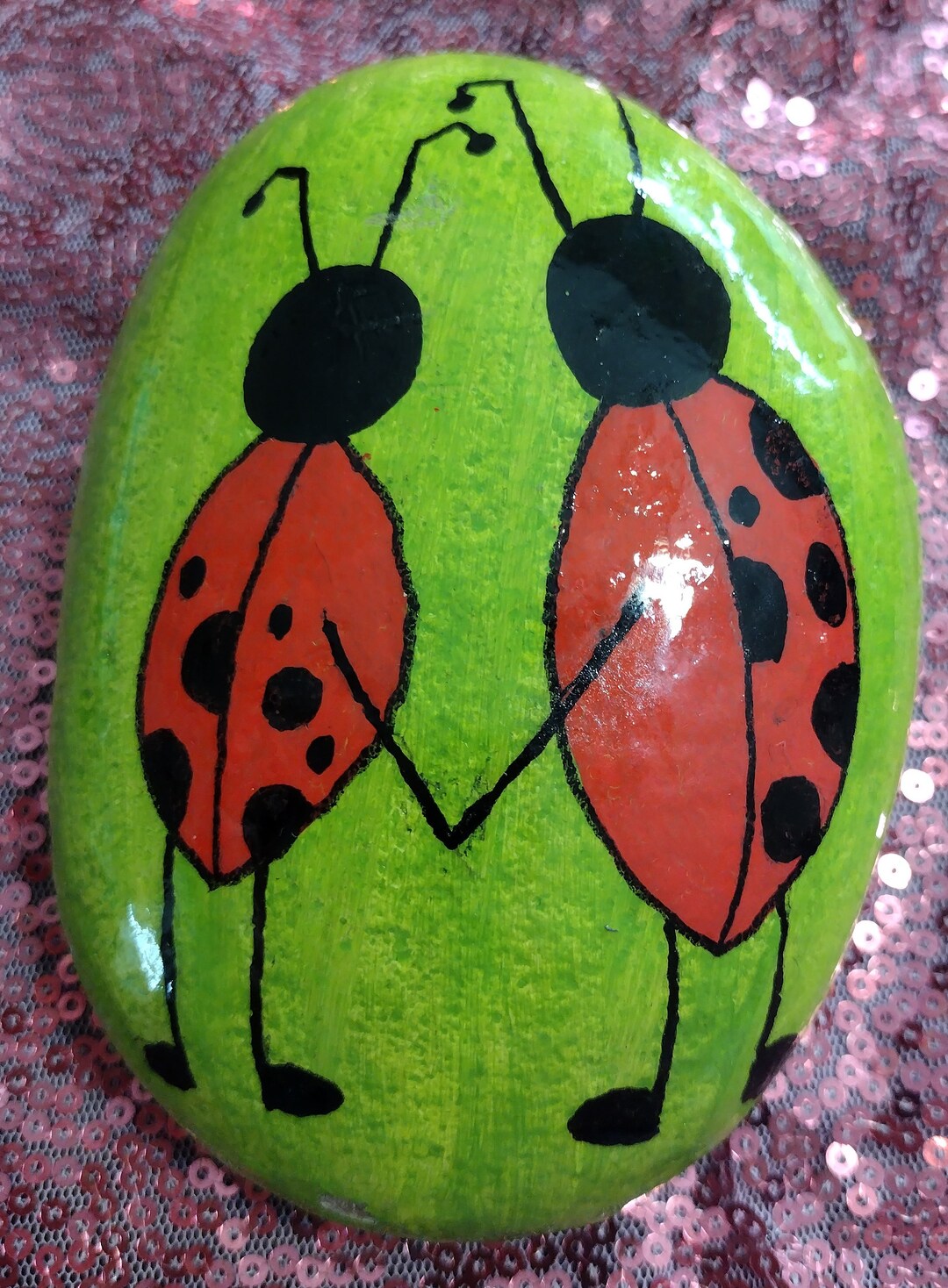 Lady Bugs in Love Painted Rock - Etsy