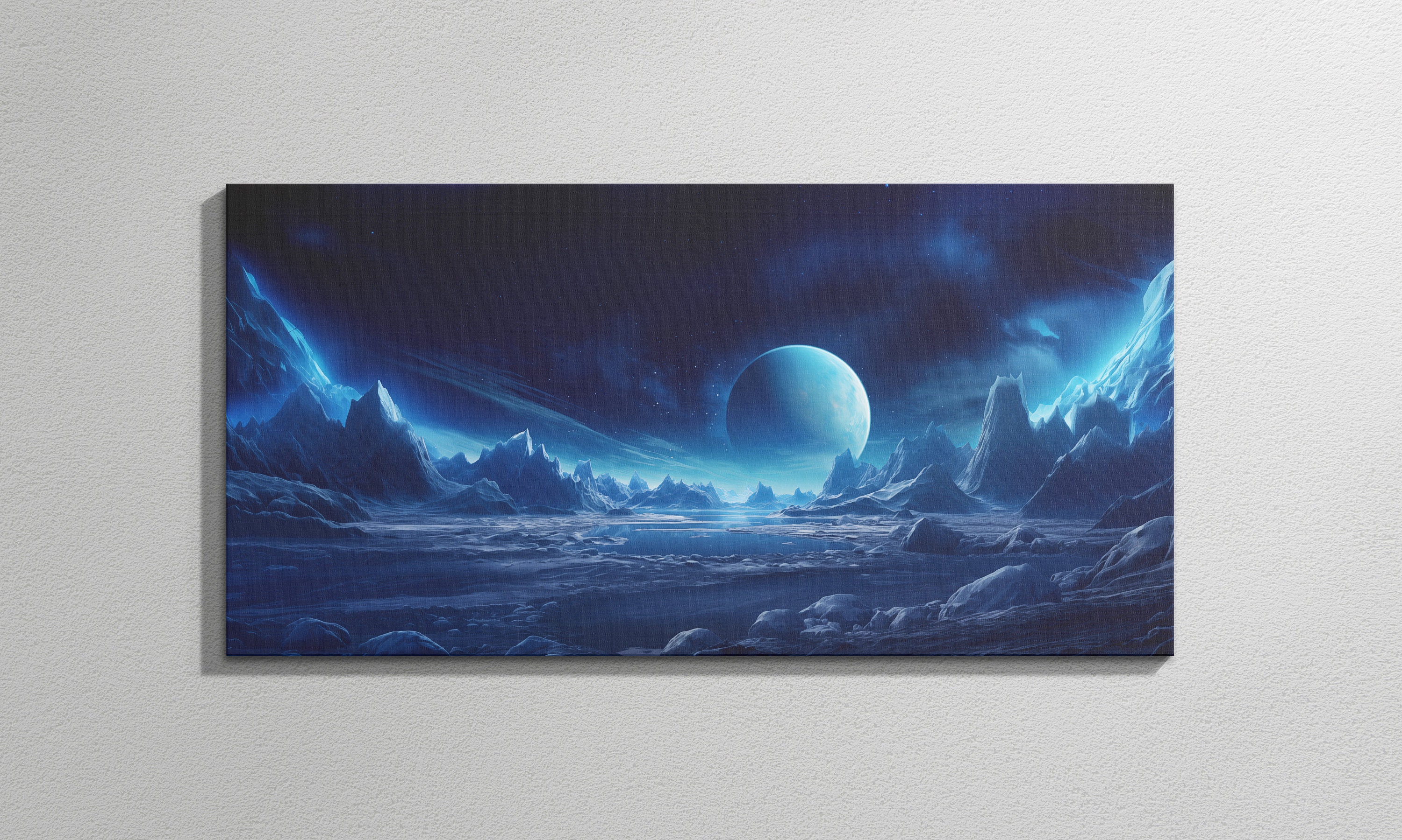 Celestial Ice Fields: Panoramic Alien Landscape Art Print for Space ...