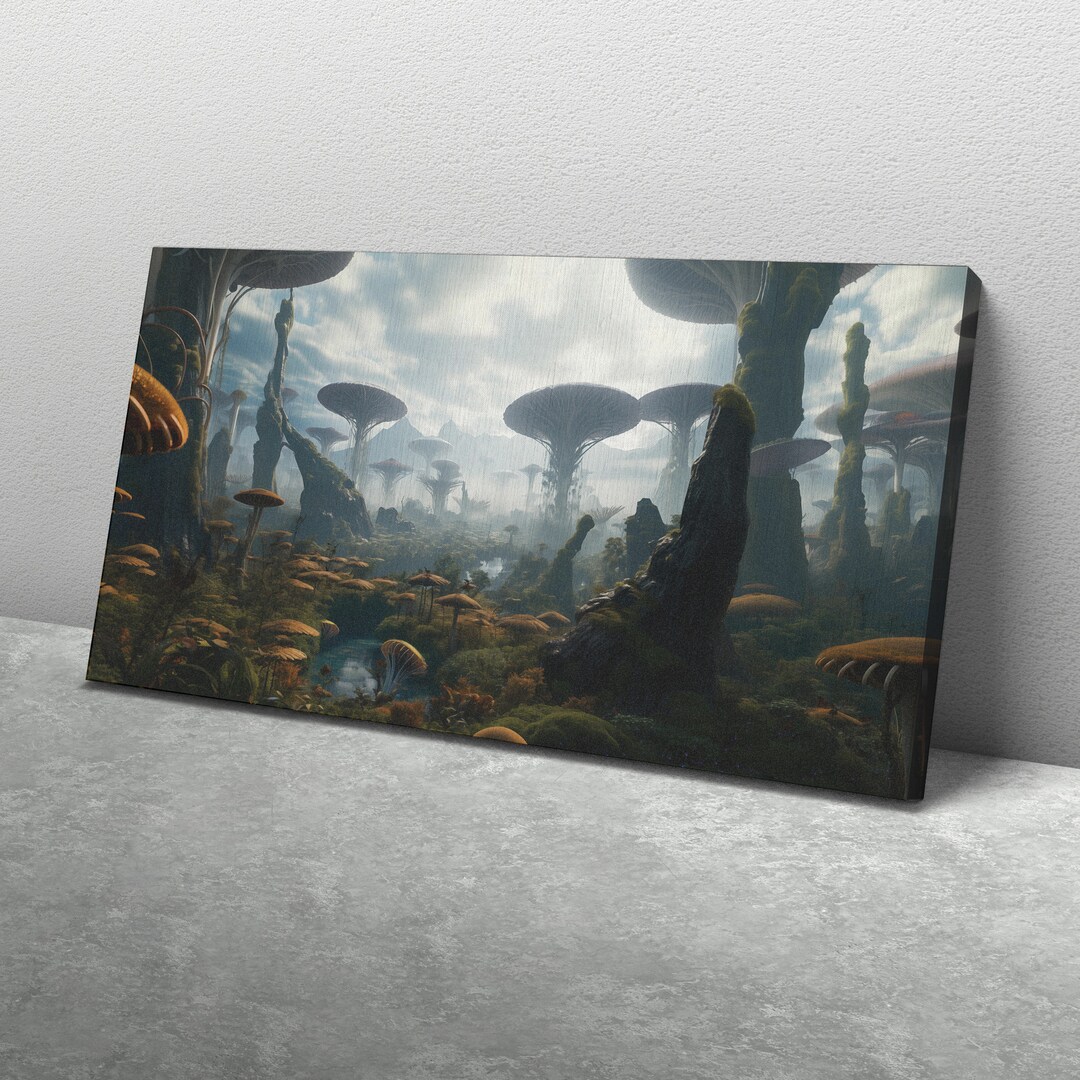 Mystic Fungi Forest: Panoramic Alien Landscape Art Print for Space ...