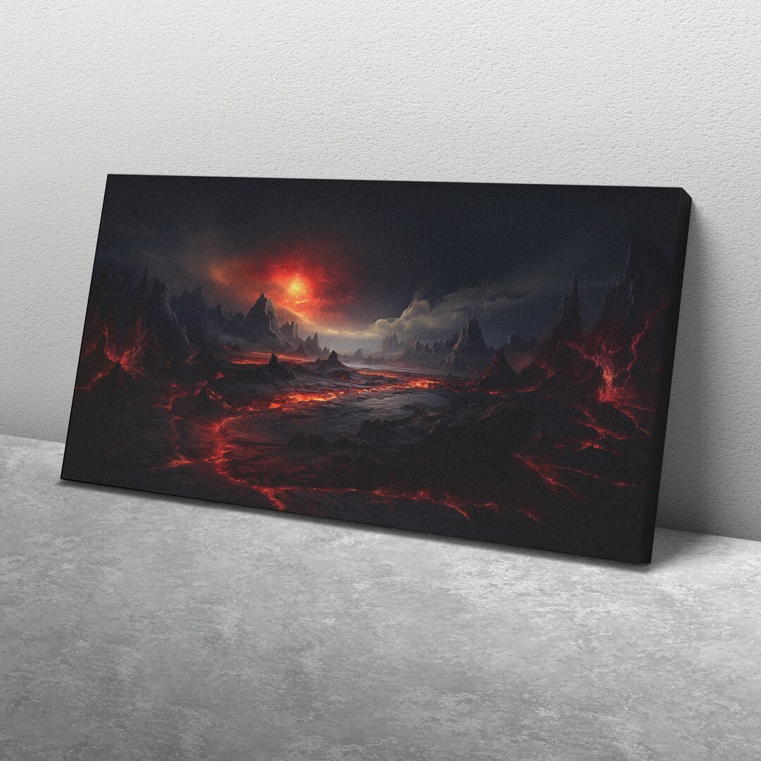 Inferno Peaks: Panoramic Alien Landscape Art Print for Space Lovers - Etsy