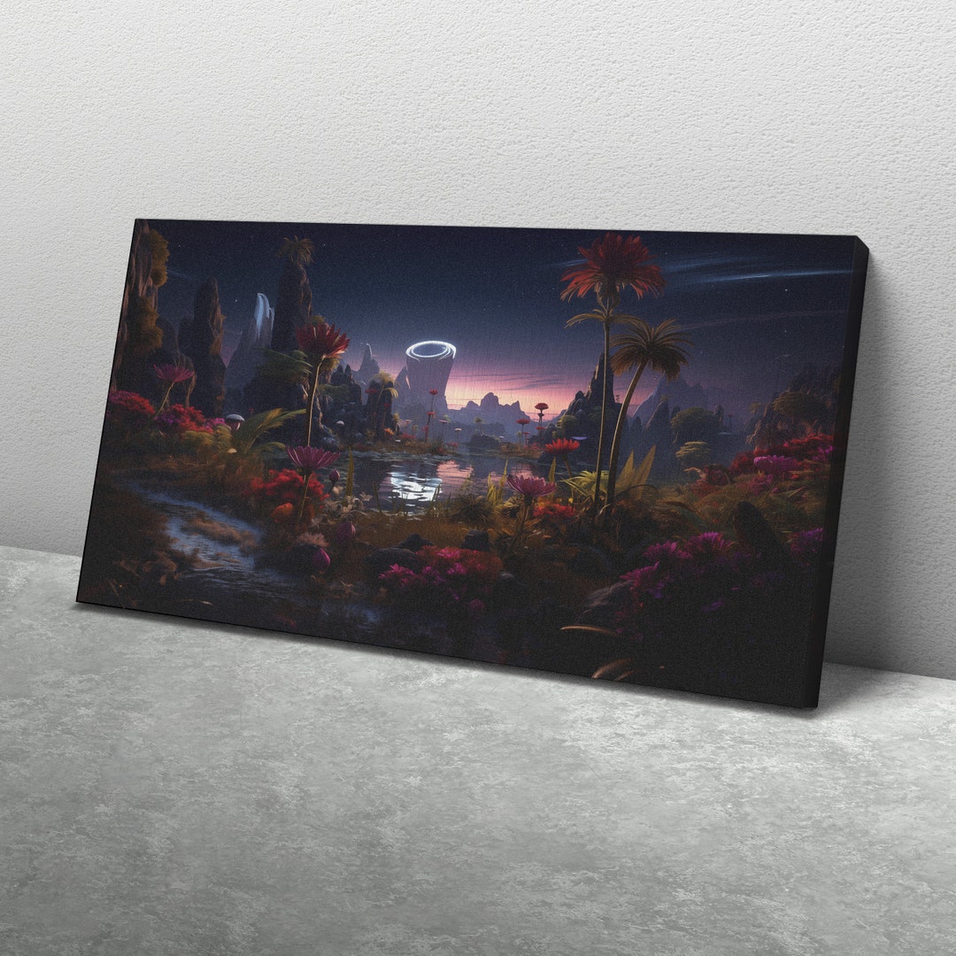 Alien Oasis: Panoramic Alien Landscape Art Print for Space Lovers - Etsy