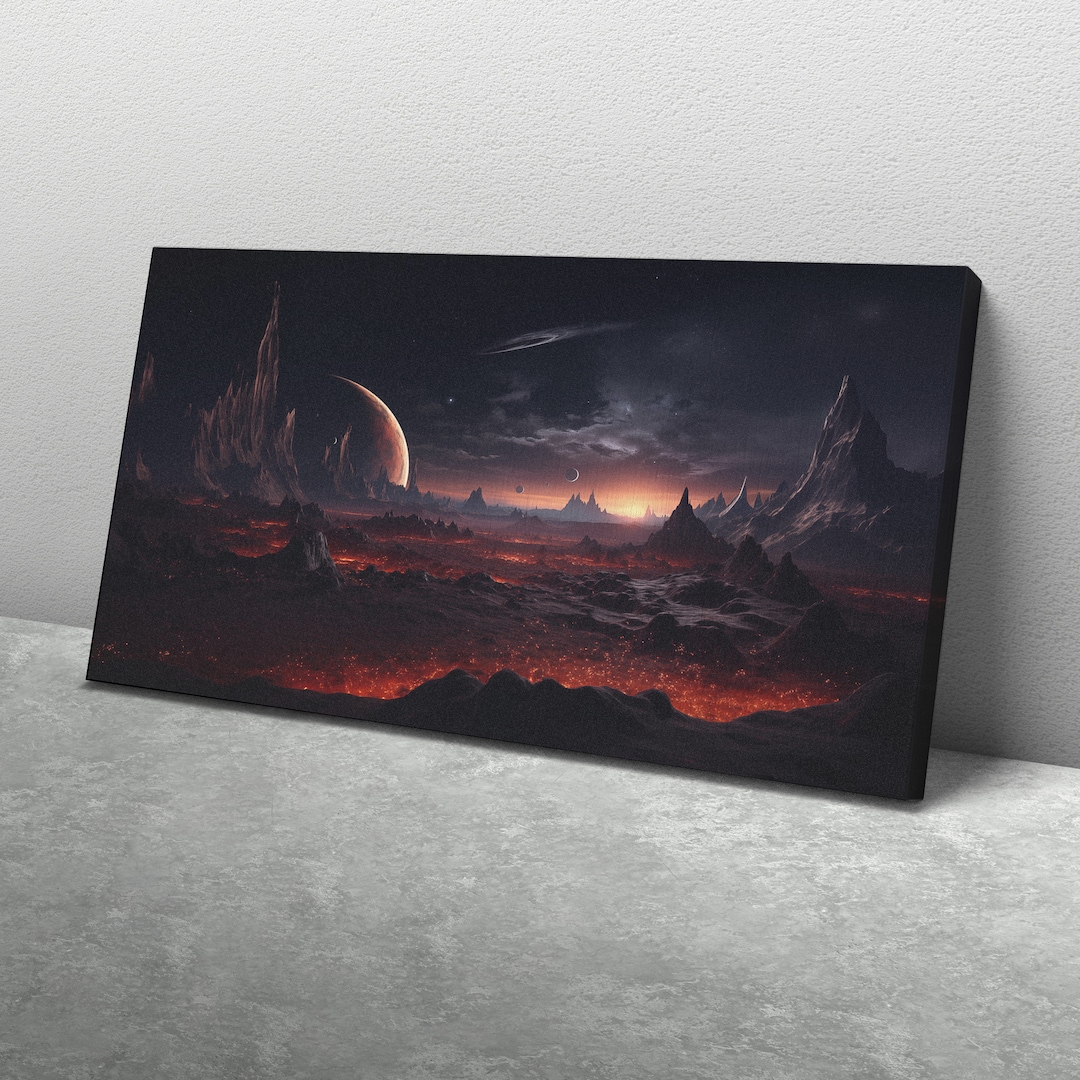 Infernal Vista: Panoramic Alien Landscape Art Print for Space Lovers - Etsy