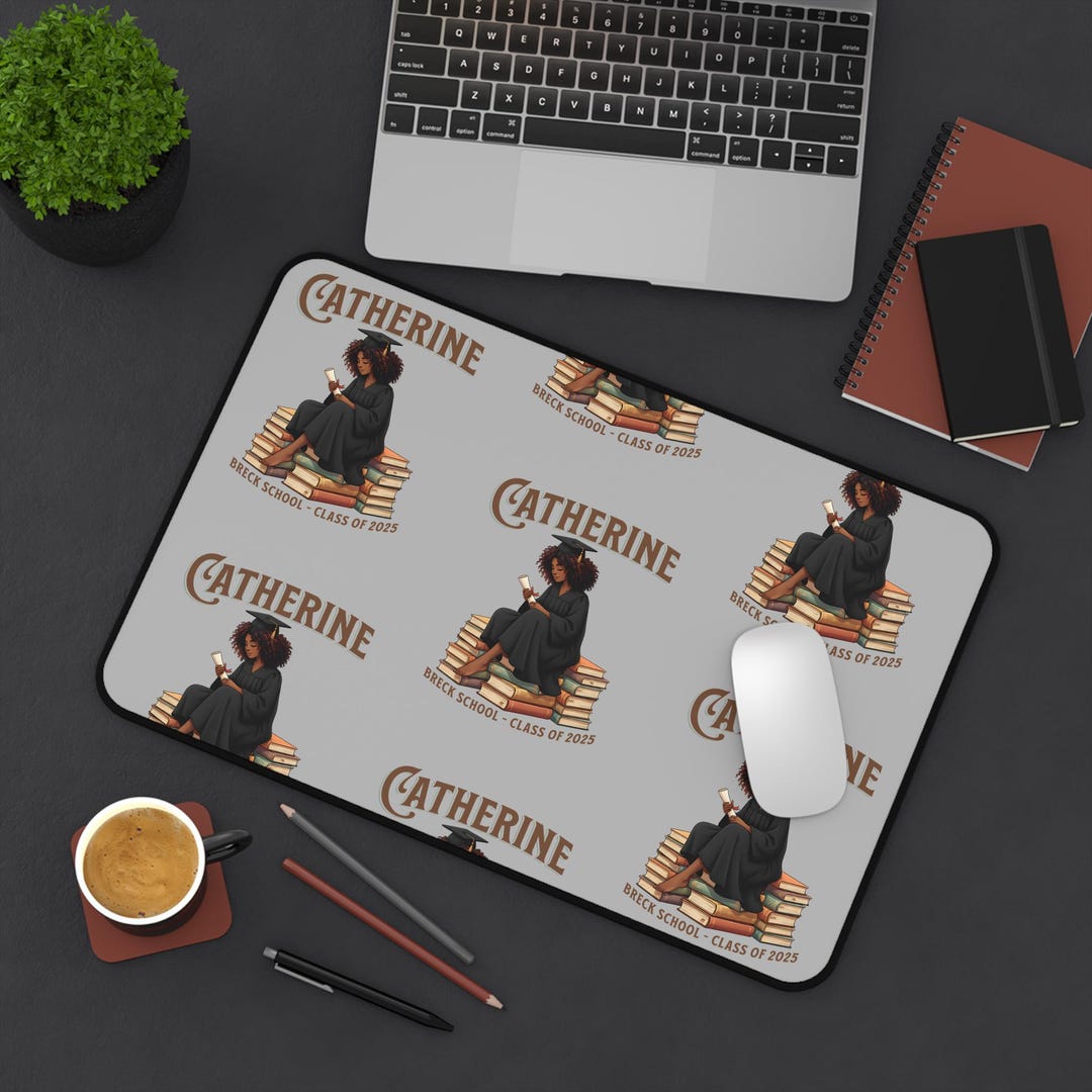 Graduation Gift Custom Girl Office Desk Mat Personalized Grad Black ...