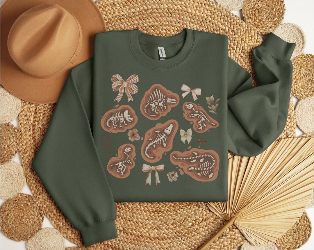 Fossil Girl Sweater Coquette Dinosaur Bones Shirt Women Palaeontologist ...